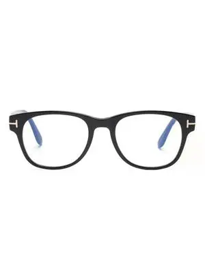 TOM FORD Logo-engraved Round-frame Glasses - Black