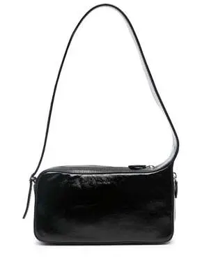 COURREGES One Racer Leather Shoulder Bag - Black