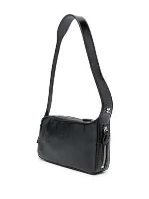 COURREGES One Racer Leather Shoulder Bag - Black
