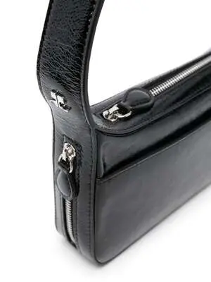 COURREGES One Racer Leather Shoulder Bag - Black