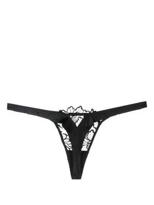 Fleur Du Mal Whitney Embroidered Thong - Black