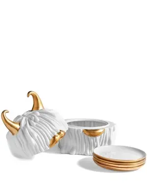 L'Objet Haas Lynda Porcelain Box And Plates - White