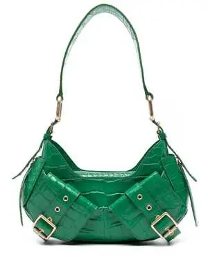 BIASIA Y2k Crocodile-embossed Leather Shoulder Bag - Green