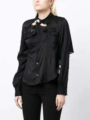 Undercover Cut-out Cotton Blend Shirt - Black