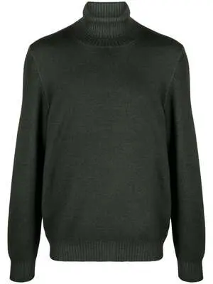 BARBA NAPOLI Roll-neck Virgin Wool Jumper - Green