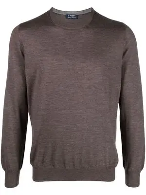 BARBA NAPOLI Crew-neck Fine-knit Jumper - Brown
