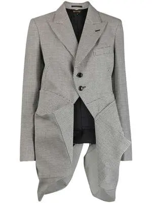 Comme Des Garçons Asymmetric Check-print Wool Blazer