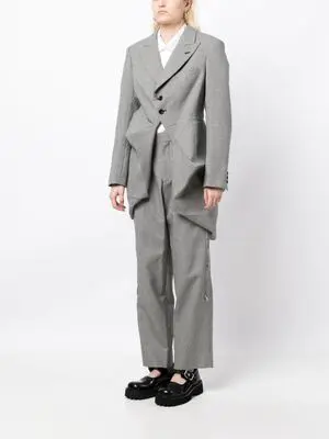 Comme Des Garçons Asymmetric Check-print Wool Blazer