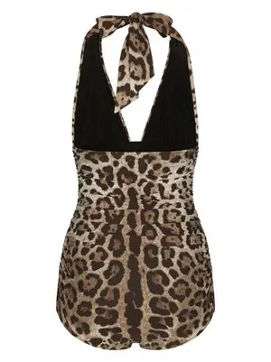 Dolce & Gabbana Leopard-print Swimsuit - Brown