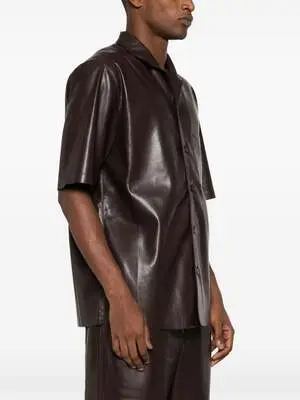 Nanushka Camp Faux-leather Shirt