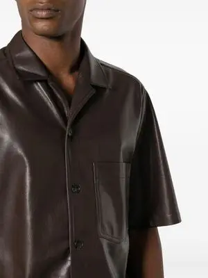 Nanushka Camp Faux-leather Shirt