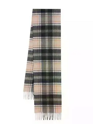 Barbour Tartan-pattern Fringed Scarf - Neutrals
