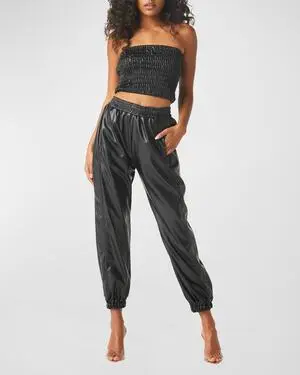 Misa Kasta Faux-leather Jogger Pants - Vegan Leather