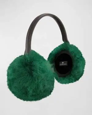 Gorski Gorski Cashmere Goat Fur Earmuffs Emerald