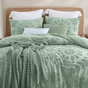 PERI HOME Laurel Chenille Duvet Cover Set, King - Sage