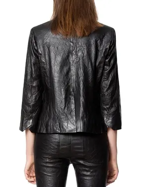 Zadig&Voltaire Verys Crinkled Leather Jacket - Black