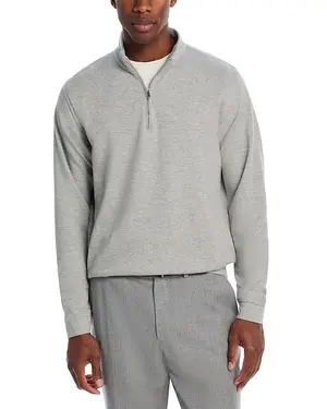 Peter Millar Crown Comfort Quarter Zip Pullover - Light Grey