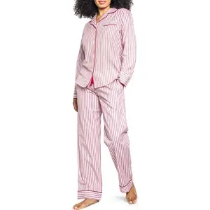 PETITE PLUME Ticking Stripe Pajamas - Red