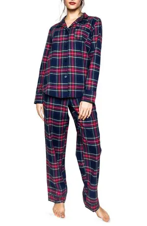 PETITE PLUME Windsor Tartan Cotton Pajamas - Navy