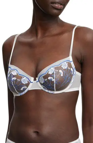 SKARLETT BLUE Enamoured Balconette Underwire Bra - Blue Nile/lt Pink
