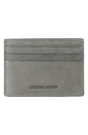 Johnston & Murphy Kingston Leather Card Case - Gray Oiled