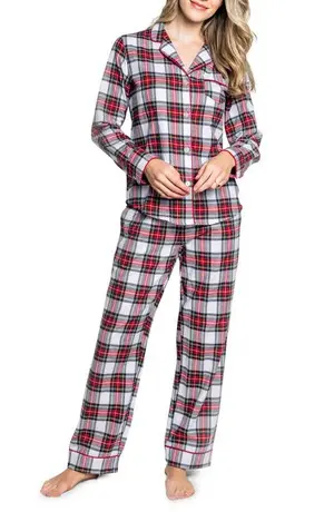 PETITE PLUME Balmoral Tartan Cotton Flannel Pajamas - White