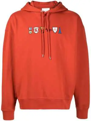 Maison Kitsuné Embroidered Cotton Hoodie - Red