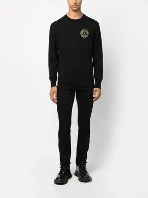 Versace Embroidered-logo Knit Jumper - Black