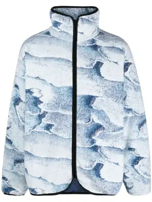 BONSAI Abstract-print Zip-up Jacket - Blue