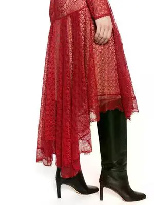 Alberta Ferretti Lace-patchwork Asymmetric Midi Dress