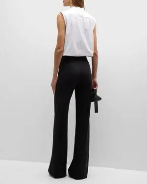 CALLAS MILANO Anouk High-rise Straight-leg Crepe Jersey Pants - Black
