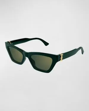 CARTIER Logo Acetate Cat-eye Sunglasses - Green