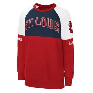 STARTER Navy St. Louis Cardinals Baseline Raglan Pullover Sweatshirt