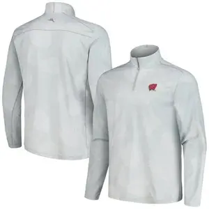 Tommy Bahama Wisconsin Badgers Delray Frond Islandzone Half-zip Jacket - Gray