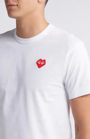 Play Comme Des Garcon Pixel Play Appliqué T-shirt - White