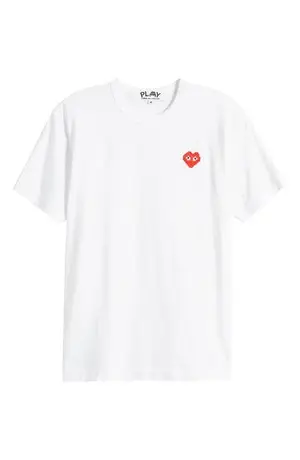 Play Comme Des Garcon Pixel Play Appliqué T-shirt - White