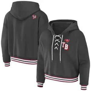 WEAR BY ERIN ANDREWS Tampa Bay Buccaneers Lace-up Hoodie - Pewter