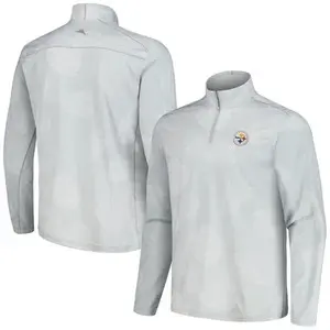 Tommy Bahama Pittsburgh Steelers Delray Frond Islandzone Half-zip Sweatshirt - Gray