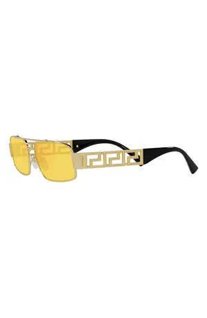 Versace 60mm Rectangular Sunglasses - Yellow