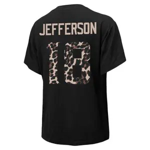 MAJESTIC THREADS Justin Jefferson Minnesota Vikings Leopard Player Name & Number T-shirt