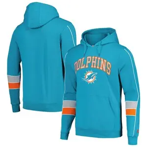 STARTER Miami Dolphins Captain Pullover Hoodie - Aqua