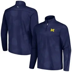 Tommy Bahama Michigan Wolverines Delray Frond Half-zip Jacket - Navy