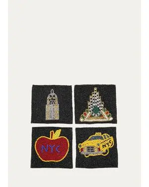 SUDHA PENNATHUR Nyc Beaded Coasters, Set Of 4 - Multicolor