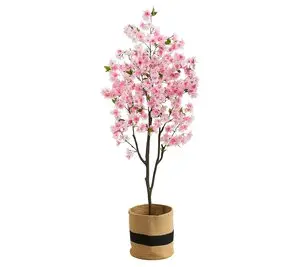 NEARLY NATURAL 6-ft Artificial Cherry Blossom T Ree With Basket - One-color