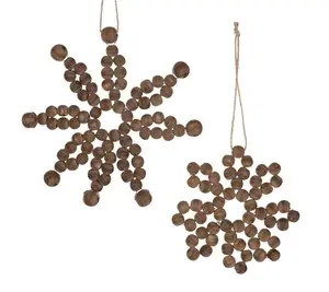 MELROSE Wood Bead Snowflake Ornament - One-color