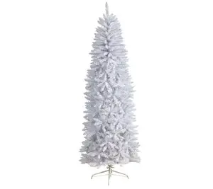 NEARLY NATURAL 7' Slim White Artificial Christm As Tree - One-color