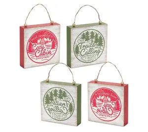 MELROSE Winter Cabin And Trails Sentiment Sign Set Of 4 - One-color