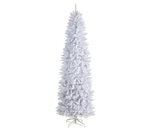 NEARLY NATURAL 8' Slim White Artificial Christm As Tree - One-color