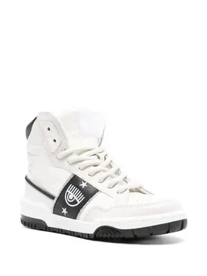 CHIARA FERRAGNI Eyelike-embroidered Leather Sneakers - Neutrals