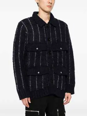 Sacai Striped Bouclé Shirt Jacket